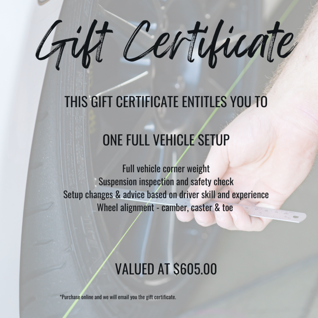 Vehicle Setup – Gift Certificate – Apogee Motorsport